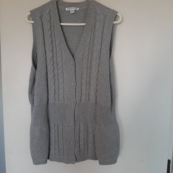 Pendleton | Sweaters | Pendleton Womens Gray Cozy Knit Cable Stitch ...